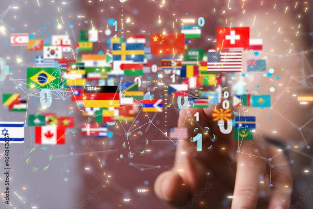 Foto de World map with all states and their flags,3d render. do Stock ...