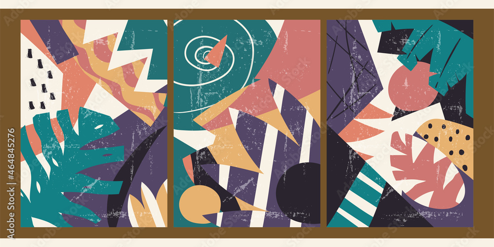 A set of three aesthetic posters. Backgrounds for interior design ...