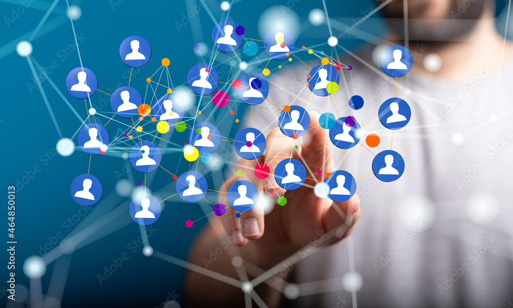 Telecommunication concept with abstract network structure Stock Photo ...