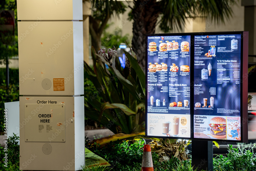 Photo of a digital menu at a Mcdonalds Drive through Stock Photo ...