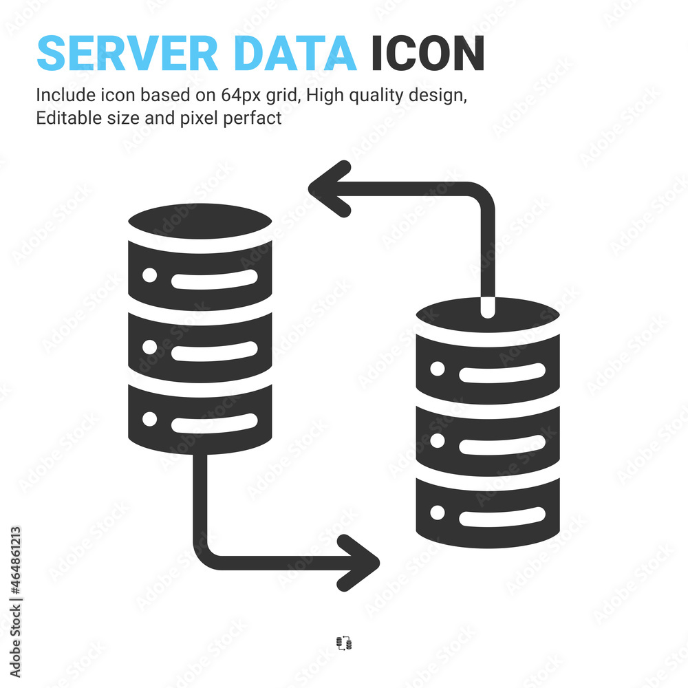 Server data icon vector with glyph style isolated on white background ...