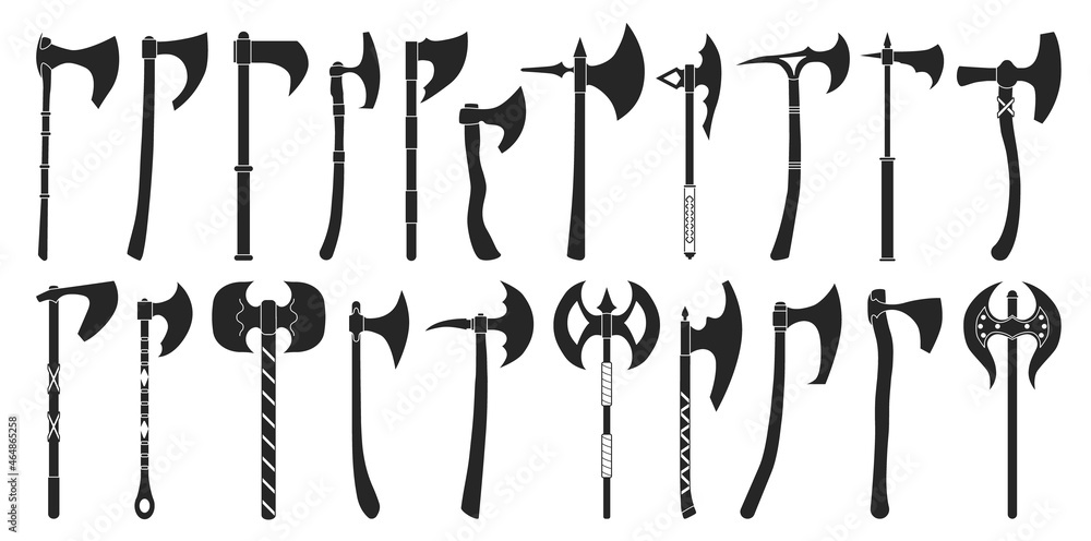 Medieval axe vector black set icon. Vector illustration medieva weapon ...