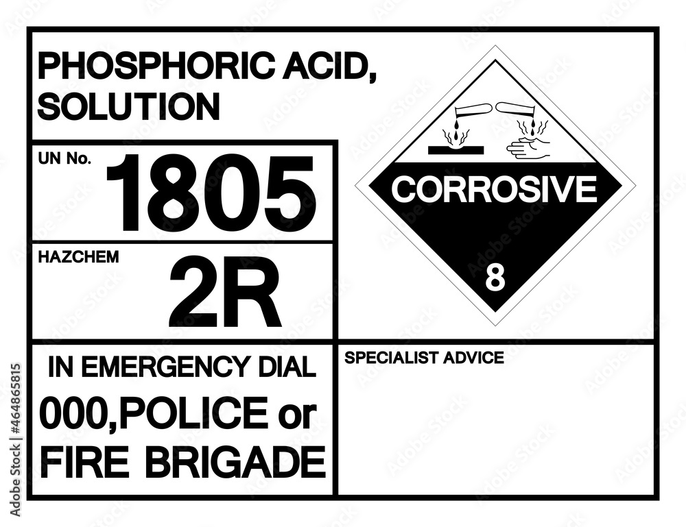 hosphoric Acid Solution UN1805 Symbol Sign, Vector Illustration ...