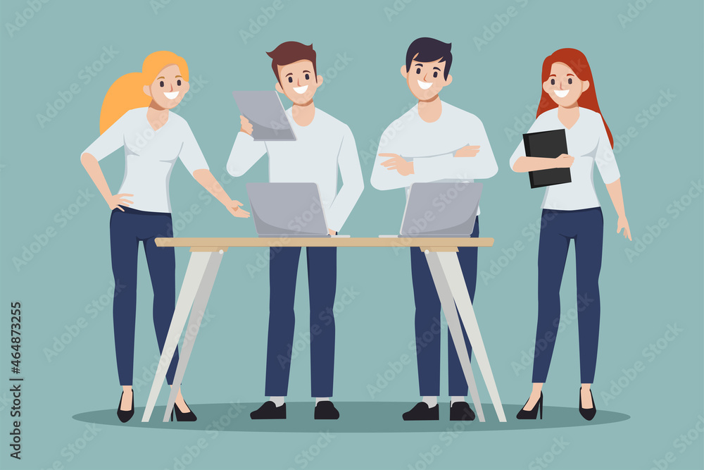 Brainstorming teamwork character. Flat cartoon illustration vector ...