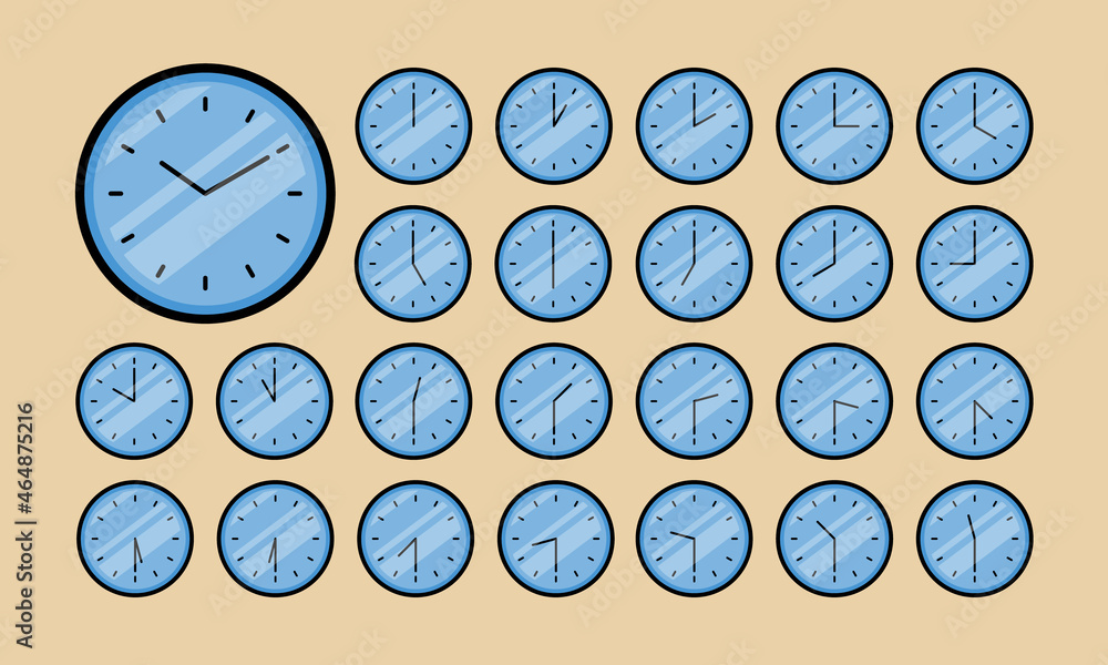 Office Clock Face Time Cartoony Comic Icon Collection Set Web Site Page ...