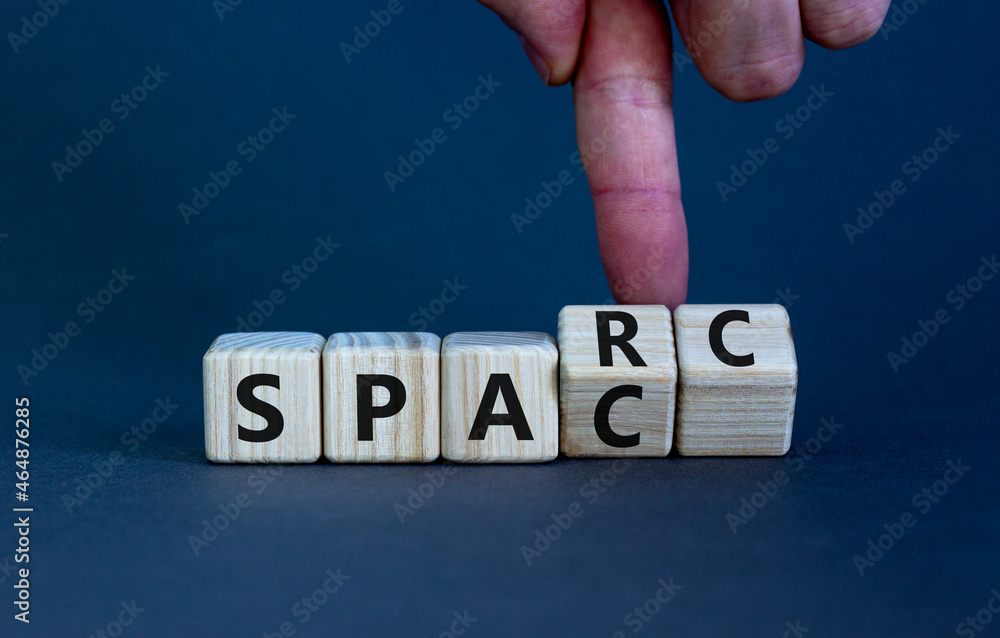 SPARC, special purpose acquisition rights company symbol. Cubes with ...