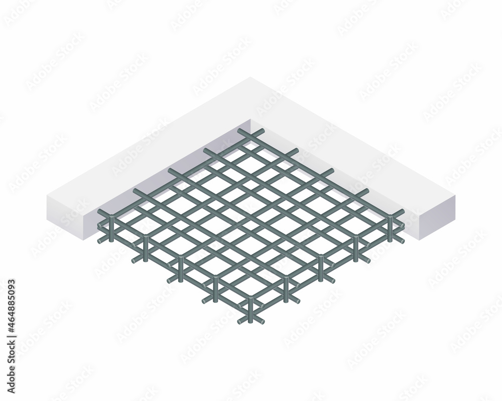 Vecteur Stock Isometric vector illustration tied rebar cage isolated on ...