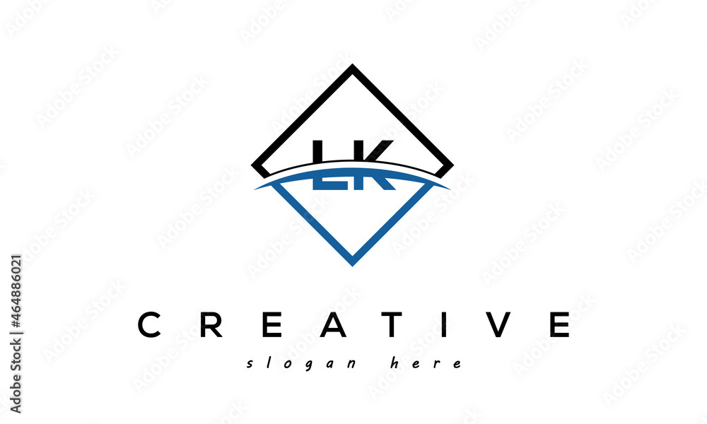 LK Letter Logo Design with Swoosh and Square Box Vector Stock Vector ...