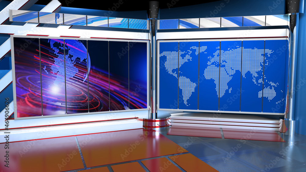 Backdrop For TV Shows .TV On Wall.3D Virtual News Studio Background, 3d ...