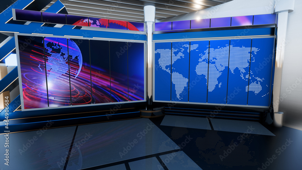 Backdrop For TV Shows .TV On Wall.3D Virtual News Studio Background, 3d ...