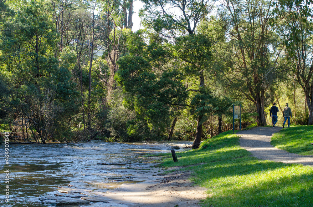 Foto de Warburton river and a gravel footpath along riverbank ...