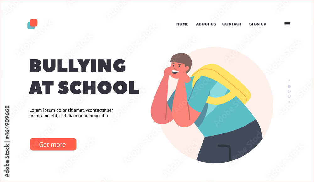 Bullying at School Landing Page Template. Teenagers Conflict and ...