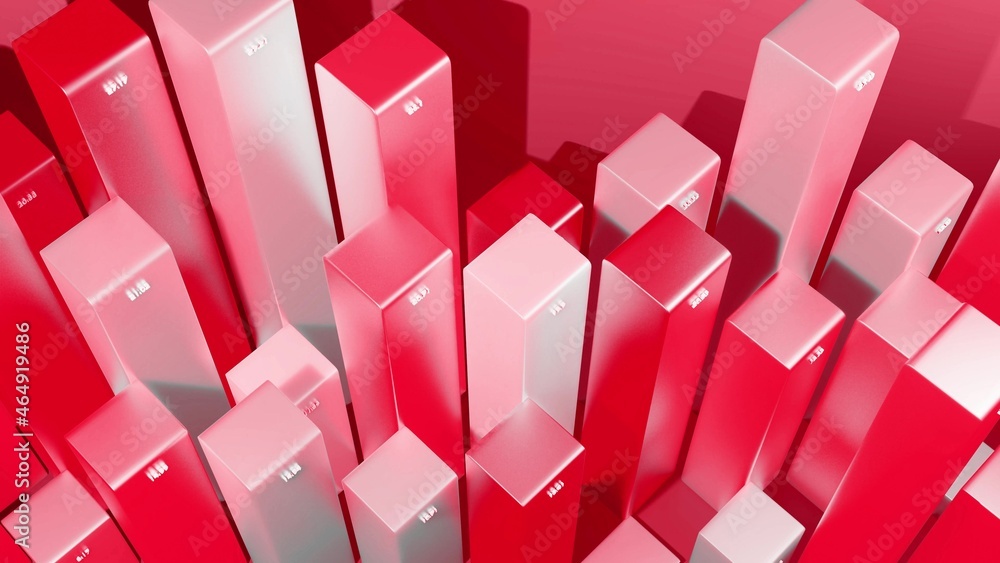3d render. Beautiful red color background for analytical programs with ...