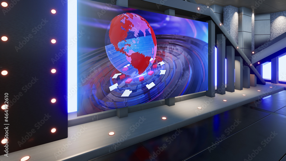 Backdrop For TV Shows .TV On Wall.3D Virtual News Studio Background, 3d ...