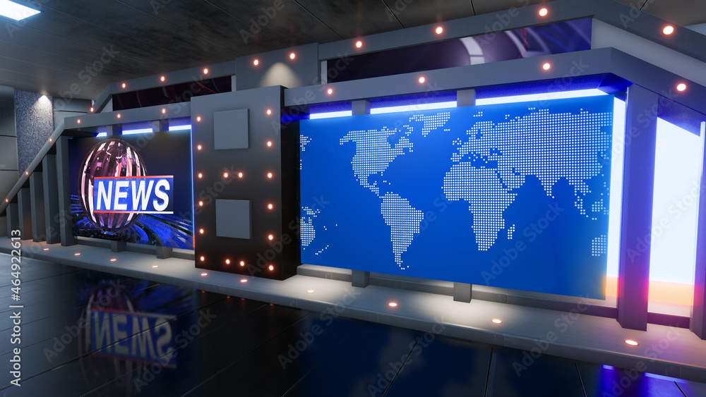 Backdrop For TV Shows .TV On Wall.3D Virtual News Studio Background, 3d ...