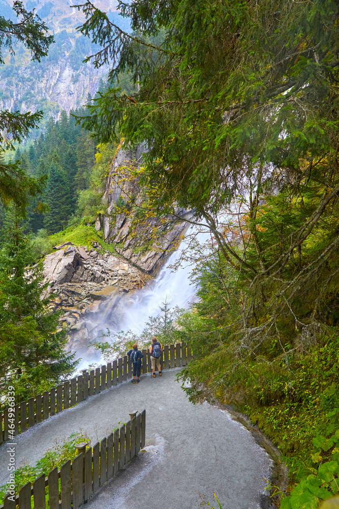 Famous waterfalls in the Austrian mountains. (Krimmler Waterfalls ...