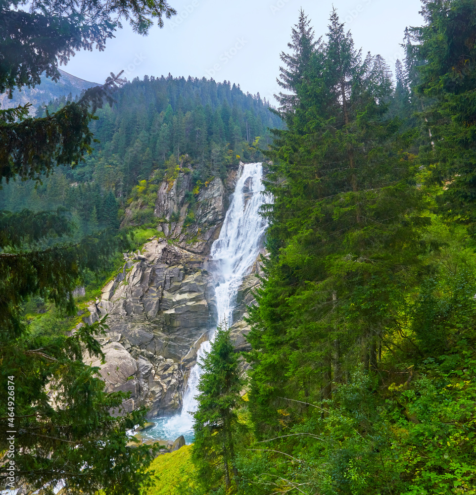 Famous waterfalls in the Austrian mountains. (Krimmler Waterfalls ...
