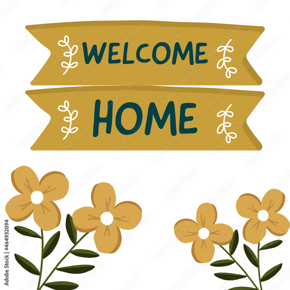 Message with "welcome home" reminder isolated on white background Stock ...