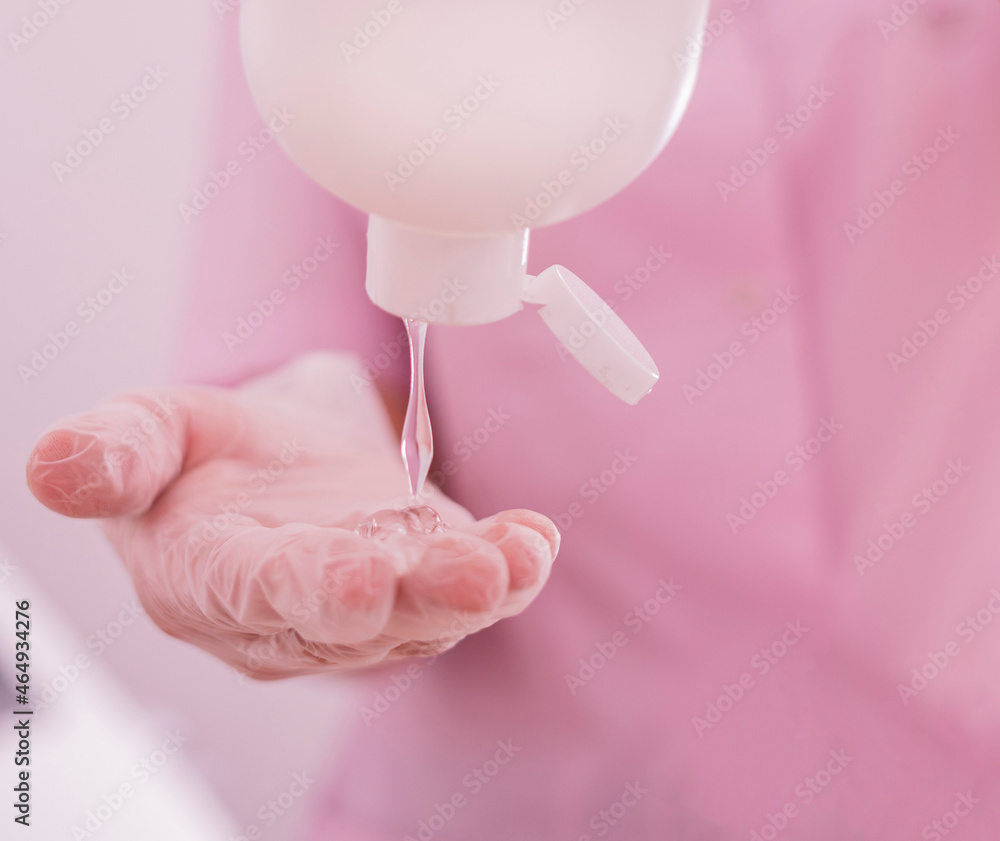 ultrasound gel in the palm of your hand. application of a special gel ...