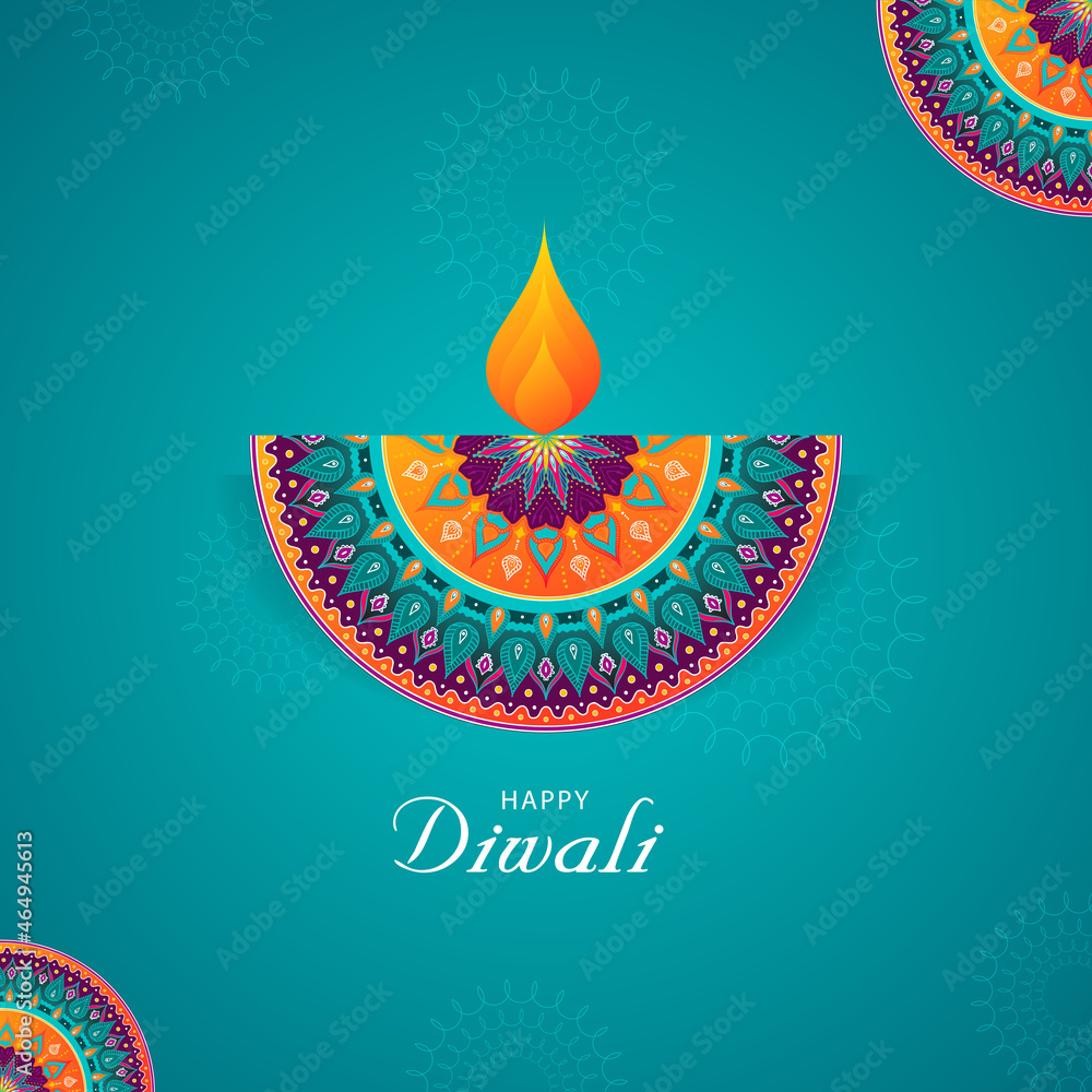 Diwali Colorful Banner Background with Modern Diya Stock Vector | Adobe ...