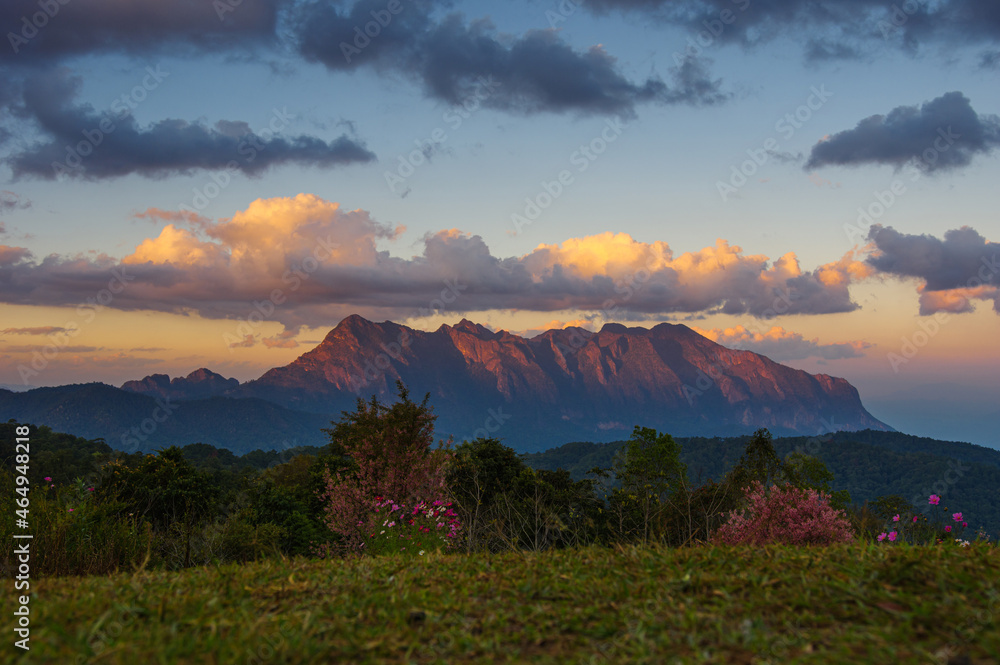 Aerial View of Doi Luang Chiang Dao Mountains in the morning and the ...