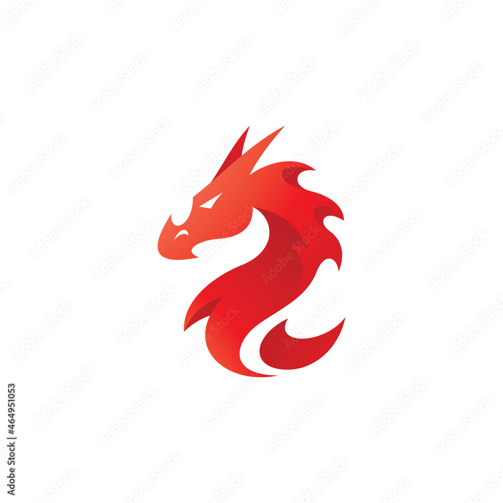 Dragon illustration with modern gradient color, dragon logo vector icon ...