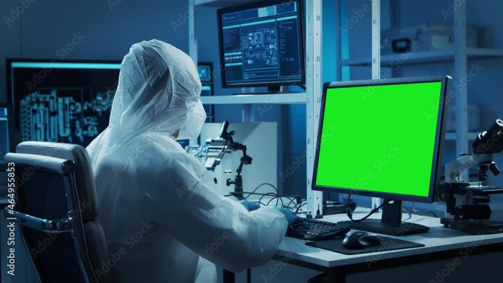 Scientist works in a modern scientific laboratory for the research and ...