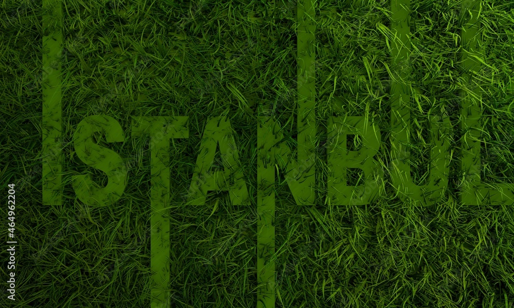 Istanbul city name in geometry style design with green grass Stock ...