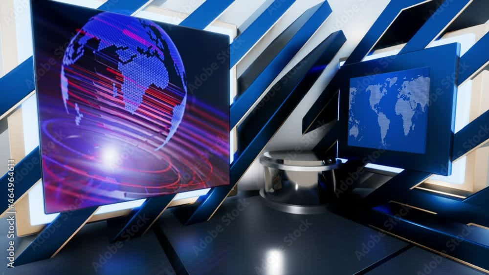 News TV Studio Set - Virtual Green Screen Background Loop motion ...