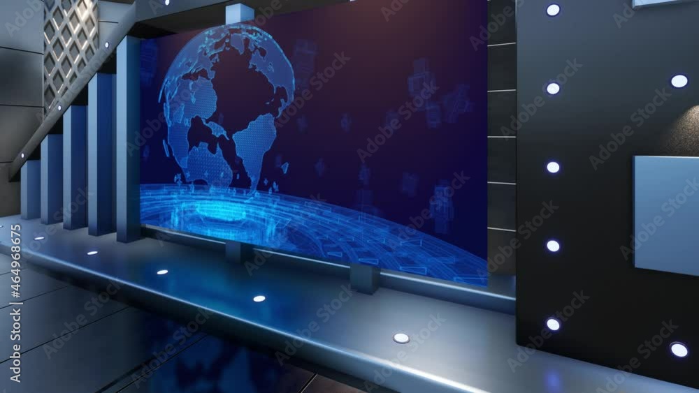 News TV Studio Set - Virtual Green Screen Background Loop motion ...
