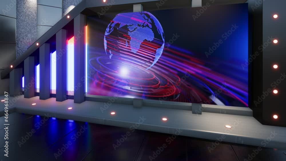 News TV Studio Set - Virtual Green Screen Background Loop motion ...