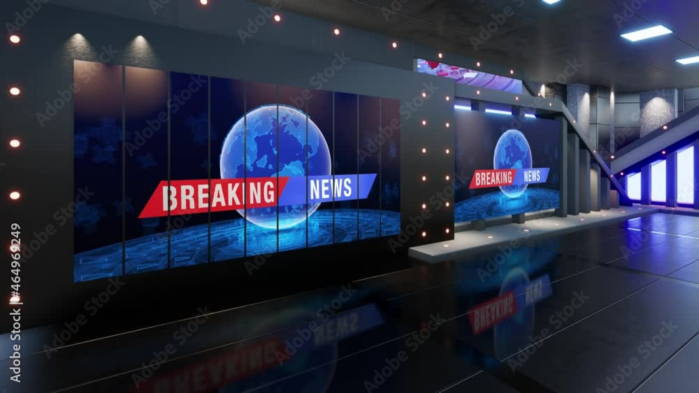 News TV Studio Set - Virtual Green Screen Background Loop motion ...