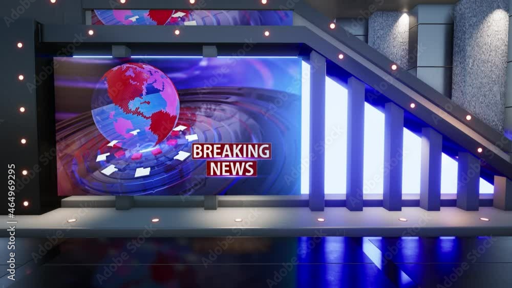 News TV Studio Set - Virtual Green Screen Background Loop motion ...