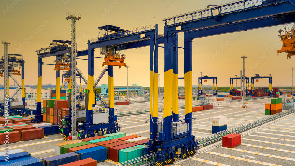 Industrial container yard with crane for business logistic import ...