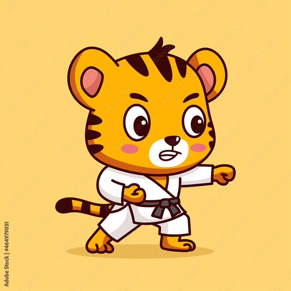Tiger Karate Cartoon Illustration Stock Vector | Adobe Stock