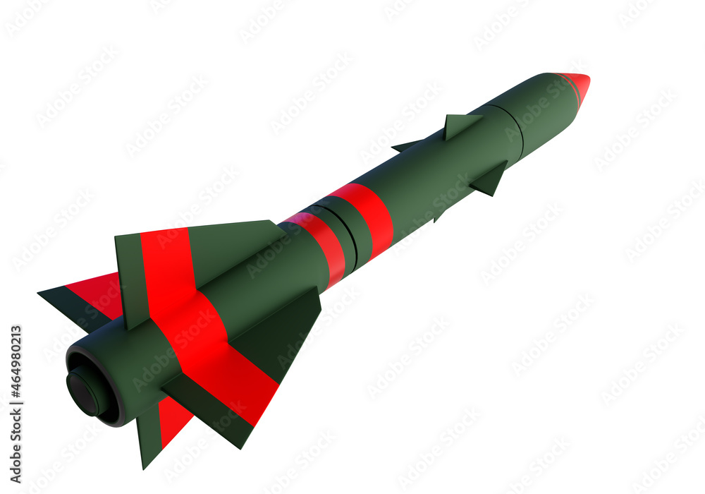 Cruise missile back view. Air rocket on white background. Air attack ...