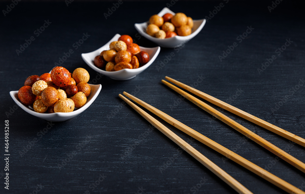 Senbei japanese snack. Senbei traditional Japanese snack in a bowl ...