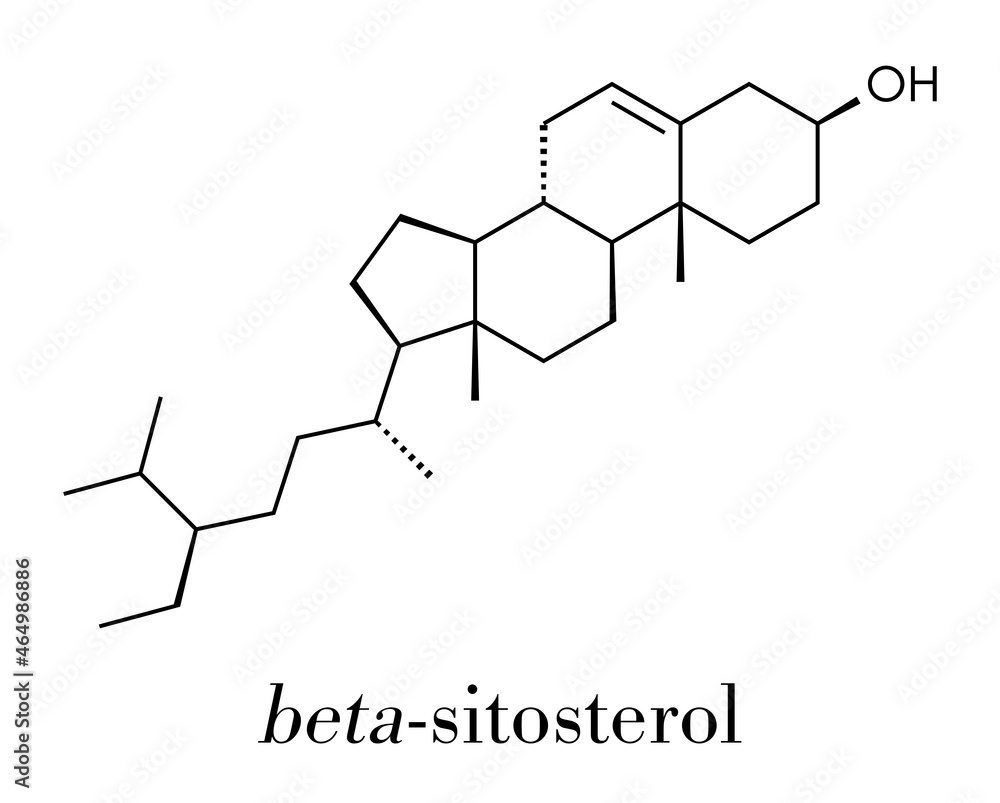 Beta-sitosterol phytosterol molecule. Investigated in treatment of ...