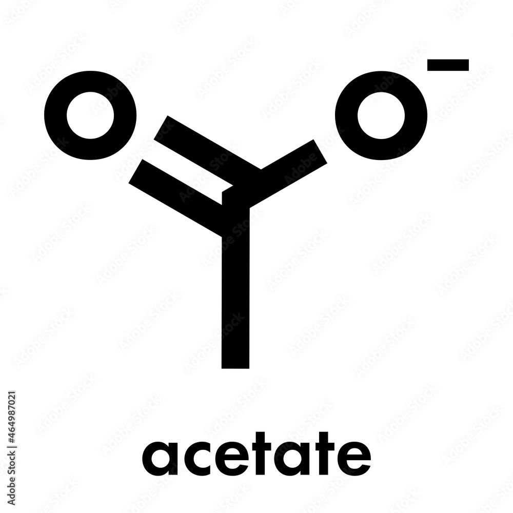 Acetate anion, chemical structure. Skeletal formula. Stock Vector ...