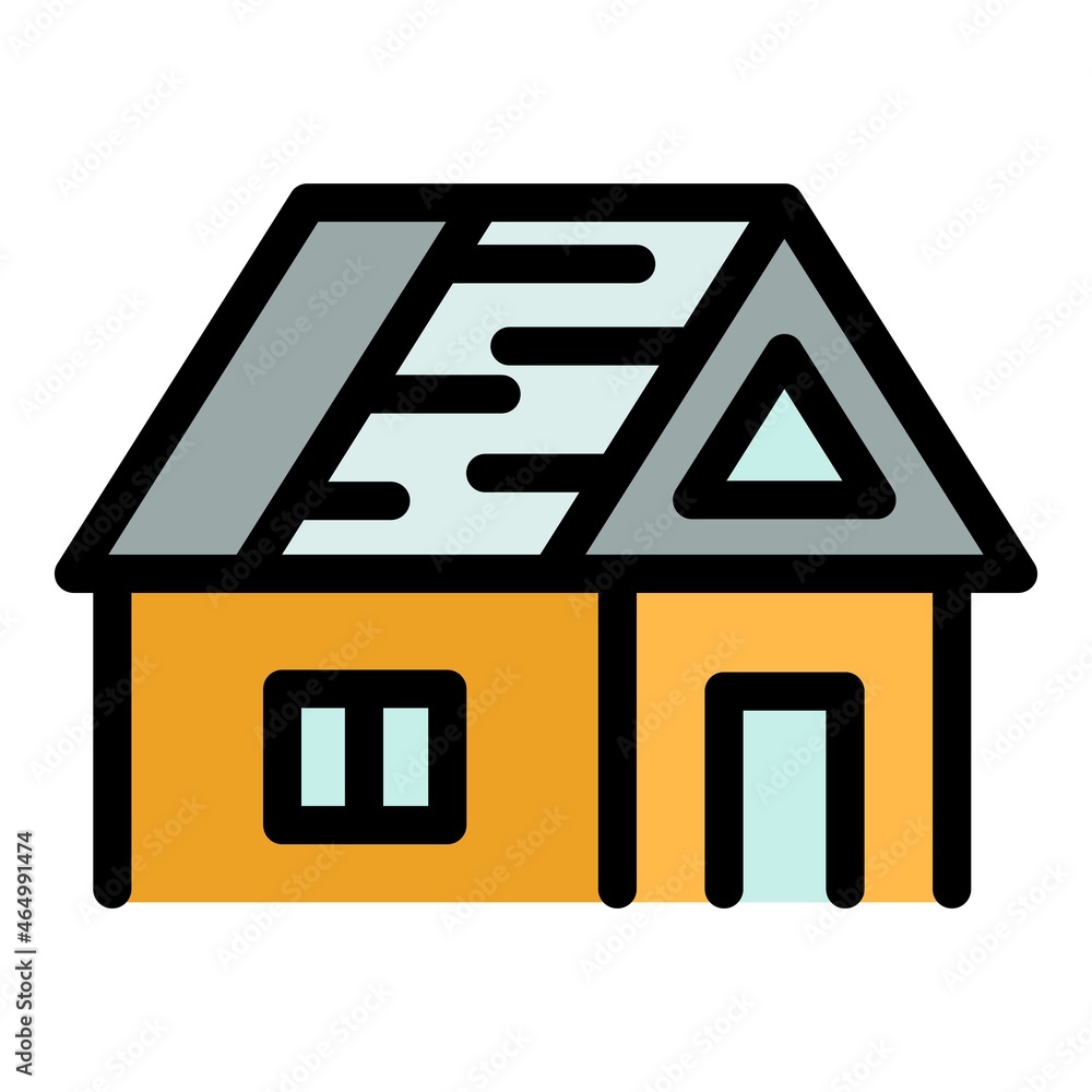 House with an unfinished roof icon. Outline house with an unfinished ...