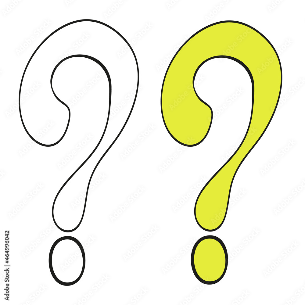 An outline vector illustration of two question marks isolated on ...