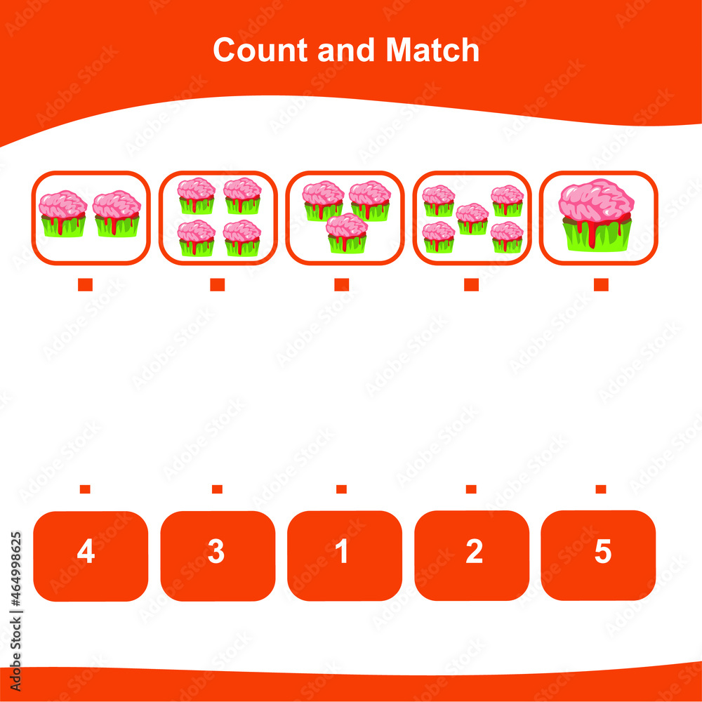 Counting and matching game for Preschool Children. Cute math worksheet ...