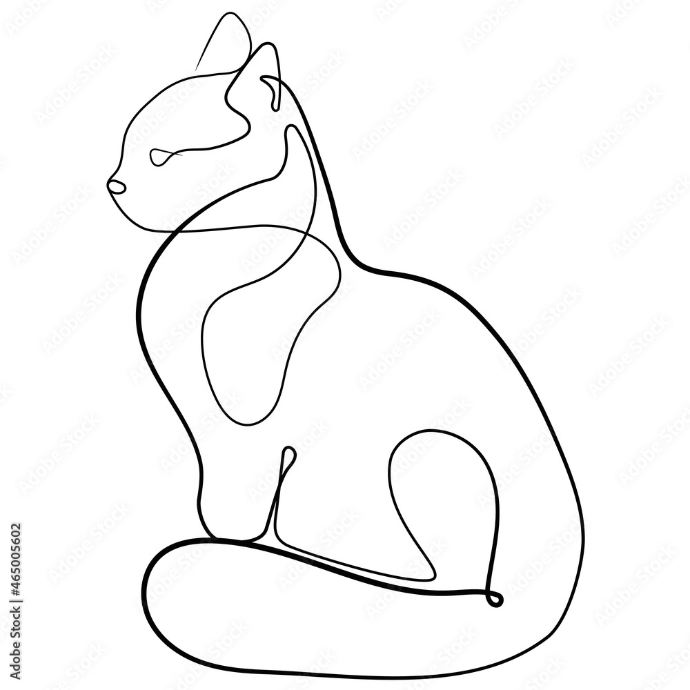 Cat logo abstract design vector template in Linear style. Continuous ...