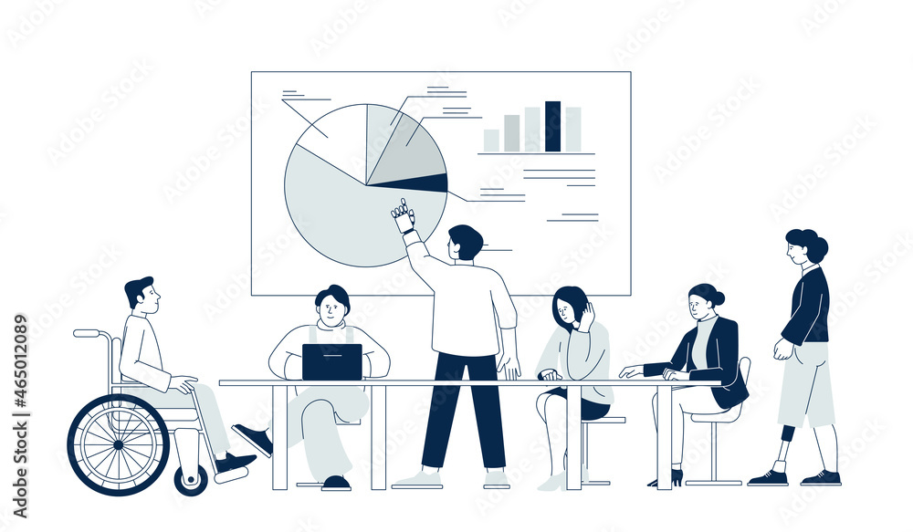 Inclusive. Diversity on workplace, inclusion disabled workers in office ...