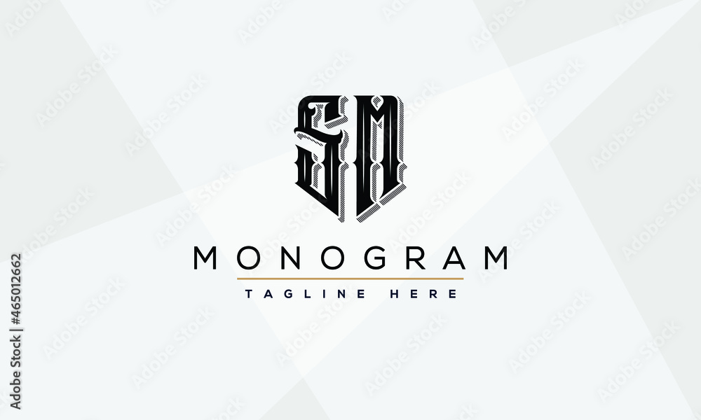SM letter logo design on luxury background Stock Vector | Adobe Stock