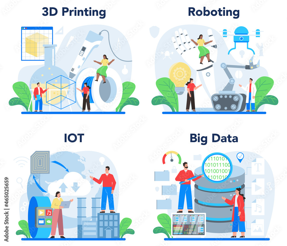 Innovation sector set. Idea of modern IT industry and computer ...