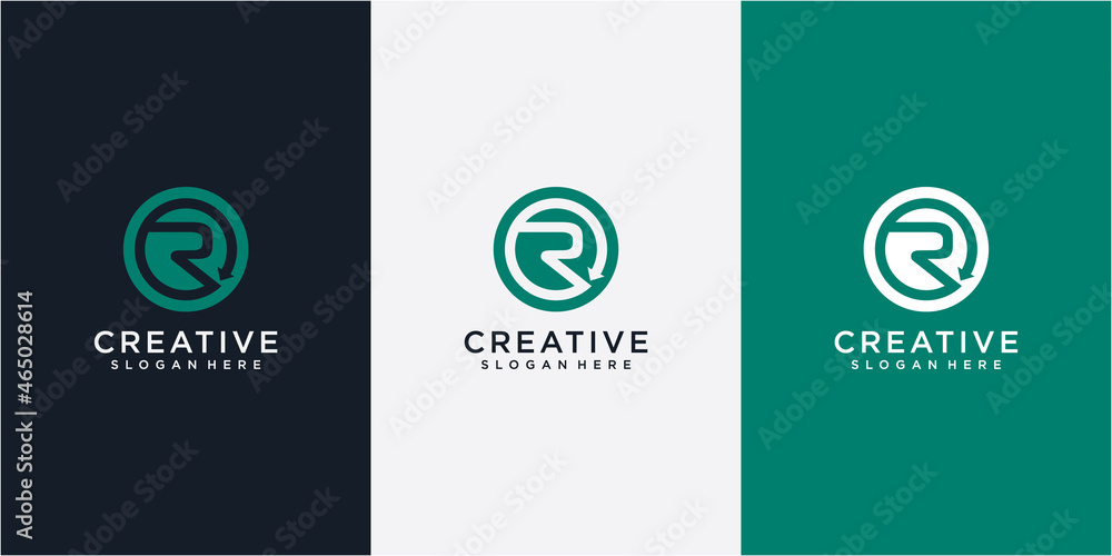 initial letter R with recycle arrow logo design inspiration. R Letter ...