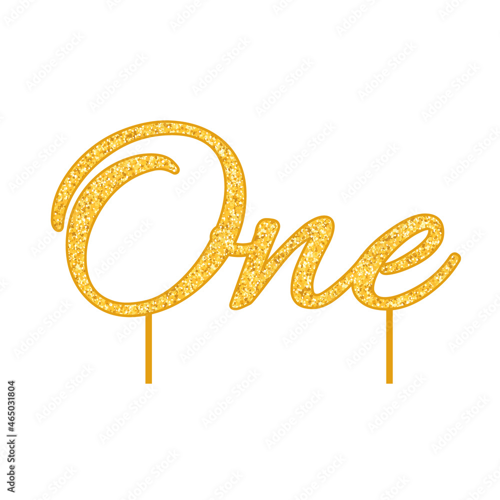 One cake topper glitter icon. Clipart image isolated on white ...