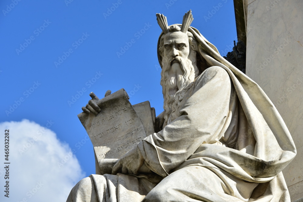 Statue of Moses on the basement of the Column of Immaculate Conception ...