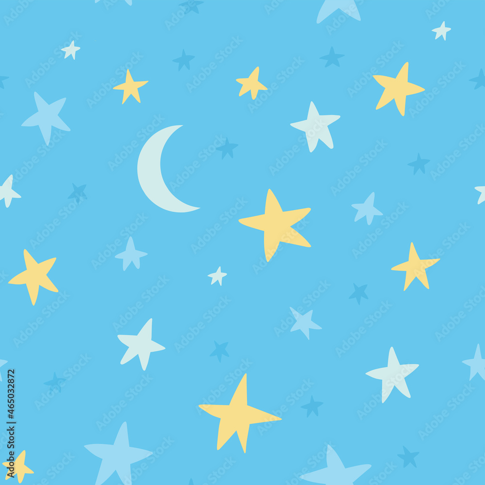 seamless pattern stars sky print background kids Stock Vector | Adobe Stock